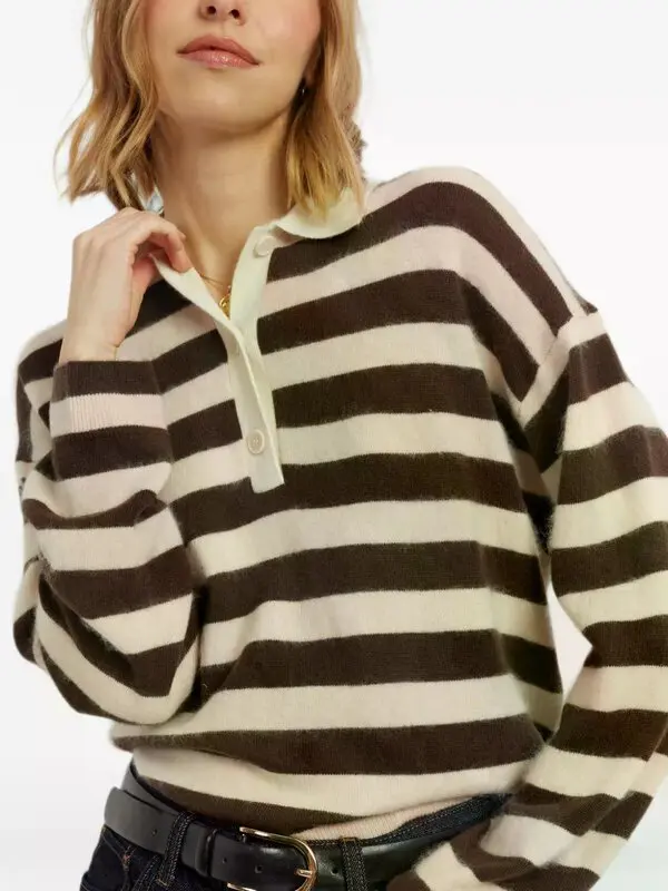 Chinti & Parker Striped Merino-wool Polo Sweater