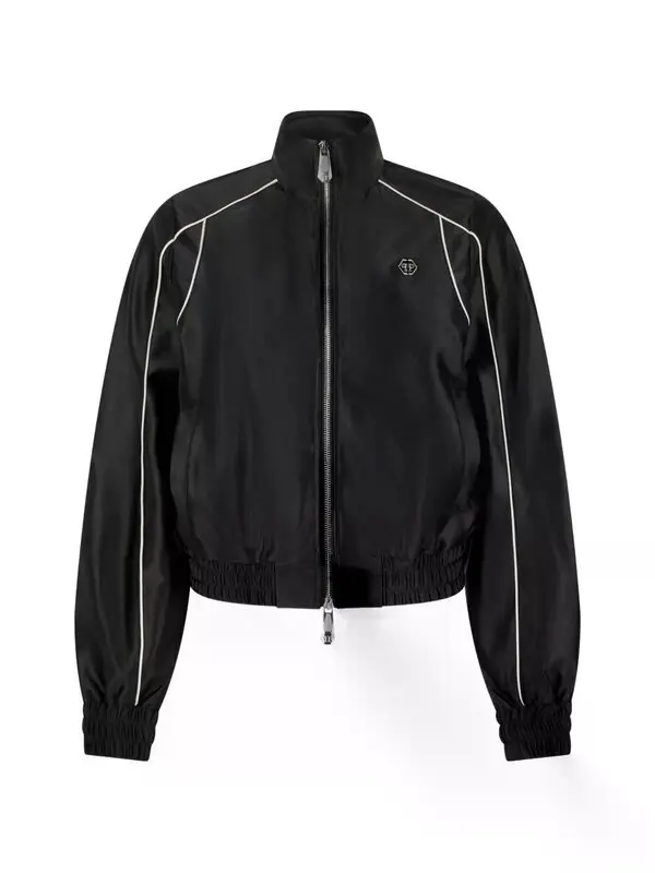 Philipp Plein Laminated Track Jacket With Logo Plaque