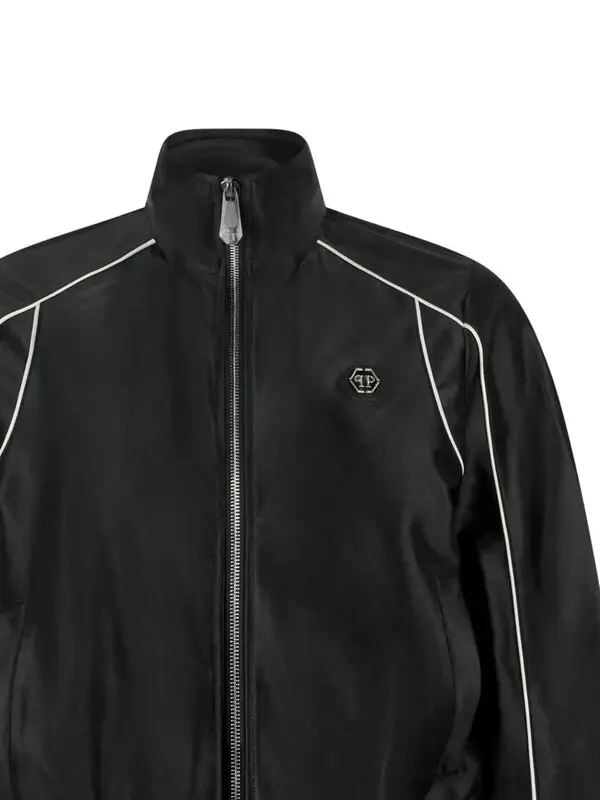 Philipp Plein Laminated Track Jacket With Logo Plaque