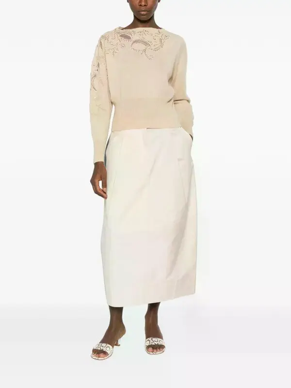 Ermanno Scervino Cashmere Sweater With Sequin And Lace Embellishments