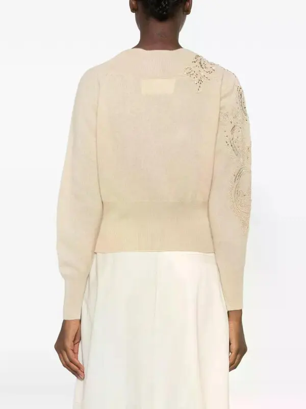 Ermanno Scervino Cashmere Sweater With Sequin And Lace Embellishments