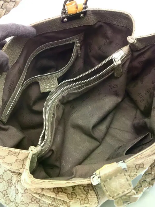 Gucci 2000s Bamboo Gg Canvas Tote Bag