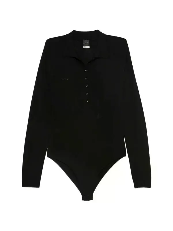 Pinko Long-sleeve Buttoned Ribbed Knit Bodysuit