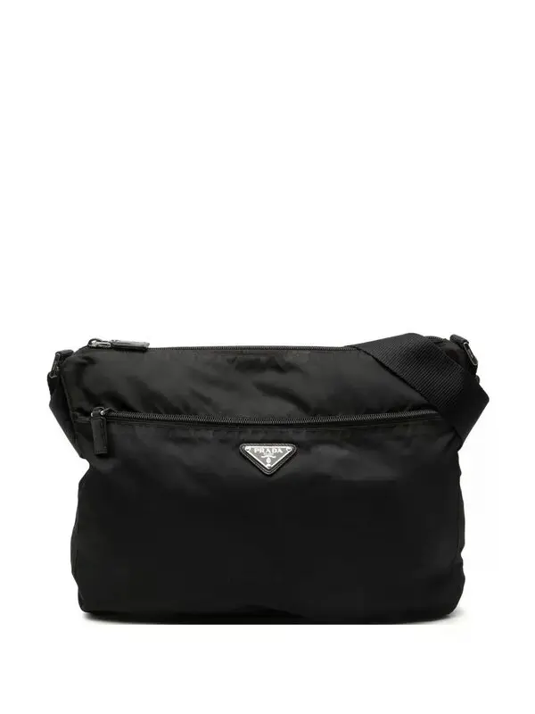 Prada Tessuto Zip Top Crossbody Bag - Black