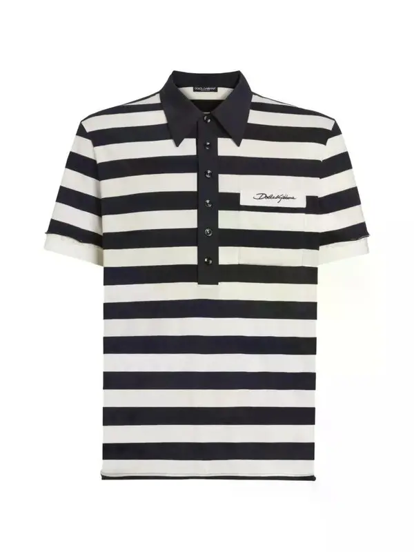 Dolce & Gabbana Striped Jersey Polo Shirt