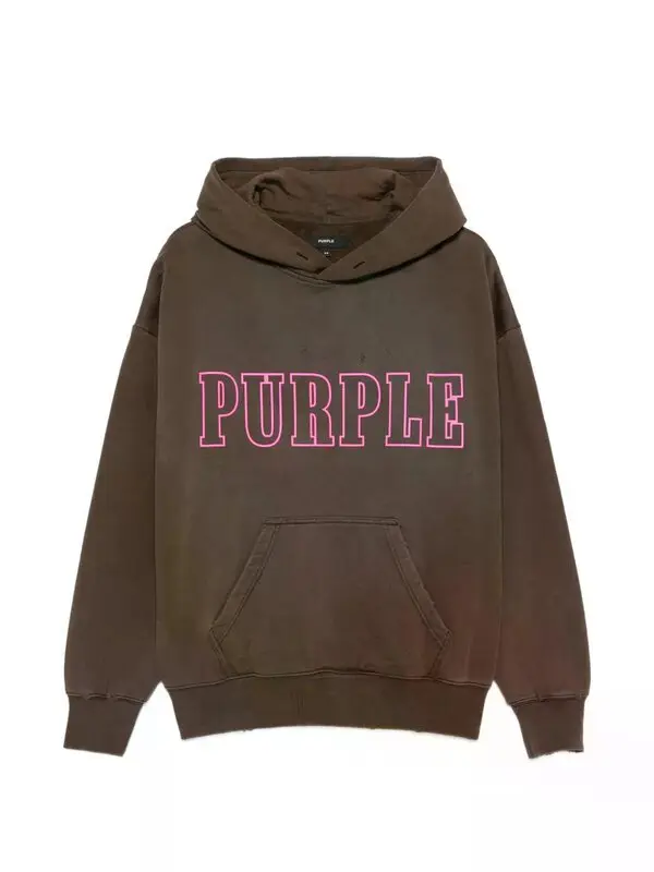 PURPLE BRAND Distressed Logo Cotton Hoodie