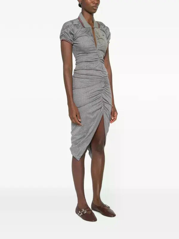 VIVIENNE WESTWOOD Ruched Asymmetric Midi Dress - Grey