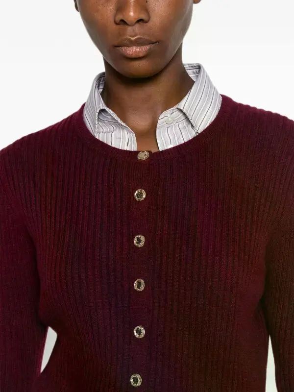 ALLUDE Ribbed-knit Button-up Cardigan