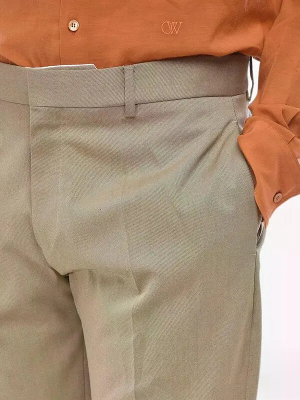 Off-White Embroidered-logo Wool Trousers
