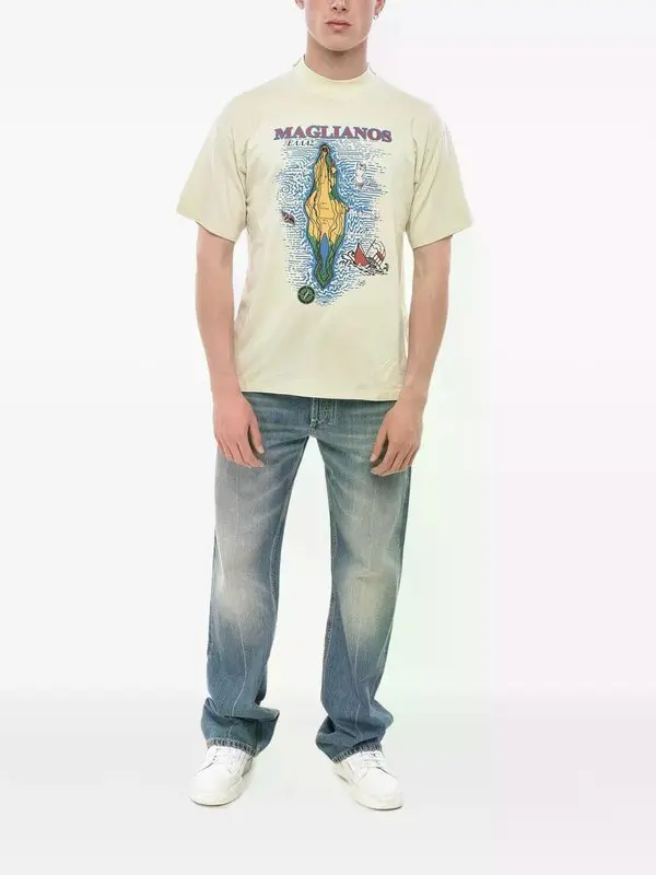 MAGLIANO Logo-print Crew-neck T-shirt - Neutrals