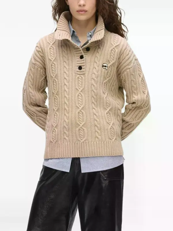 Karl Lagerfeld Ikon Cable-knit Polo Sweater