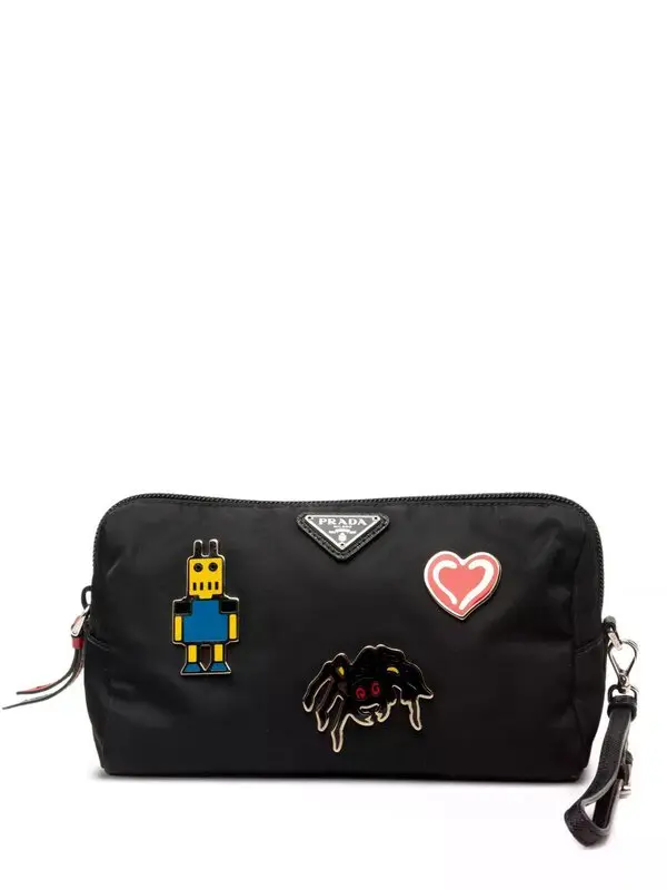 Prada Tessuto Robot Pins Wristlet Pouch
