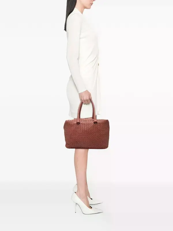 Bottega Veneta Woven Nappa Leather Tote Bag - Red