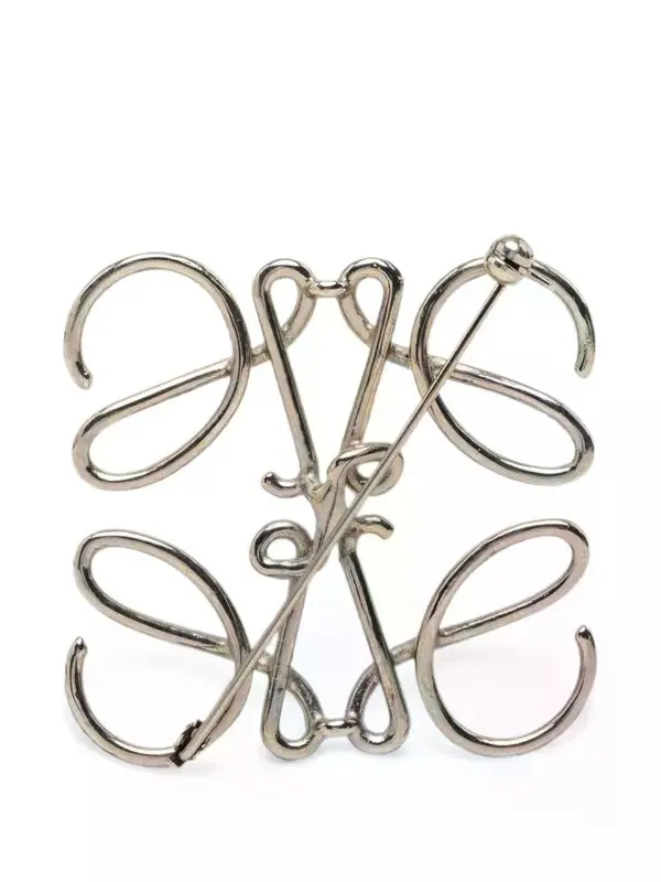 Loewe Palladium Plated Anagram Brooch - Silver