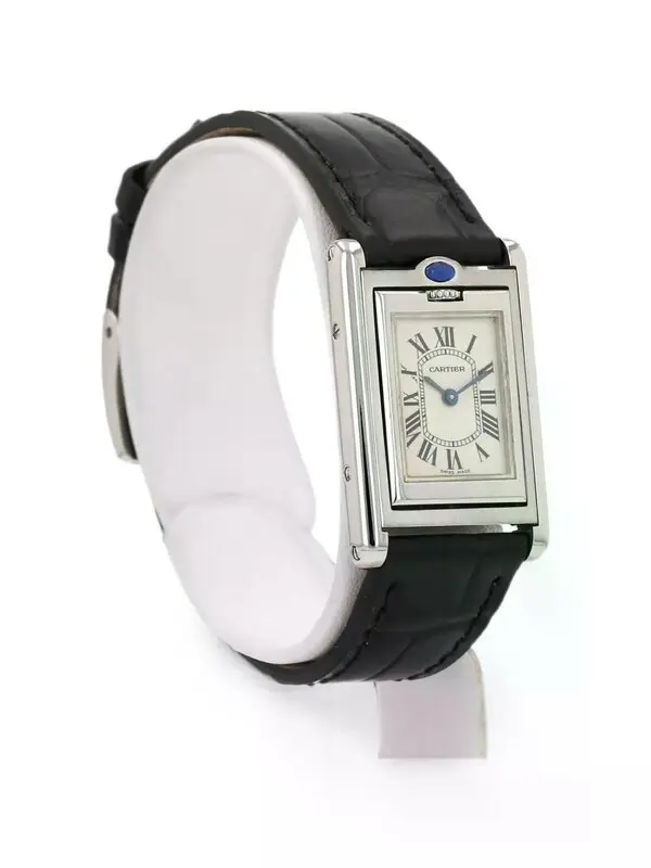 Cartier 1990 Tank Basculante 22mm Watch With Leather Strap