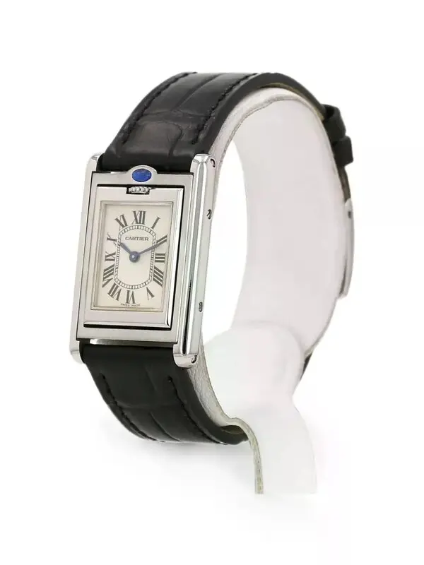 Cartier 1990 Tank Basculante 22mm Watch With Leather Strap