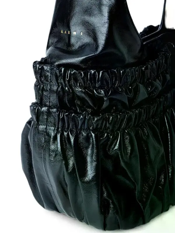 Marni Gathered Leather Tote Bag