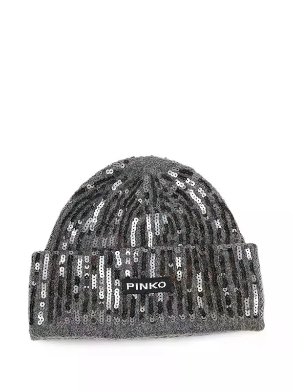 Pinko Sequin Embellished Ribbed Knit Beanie