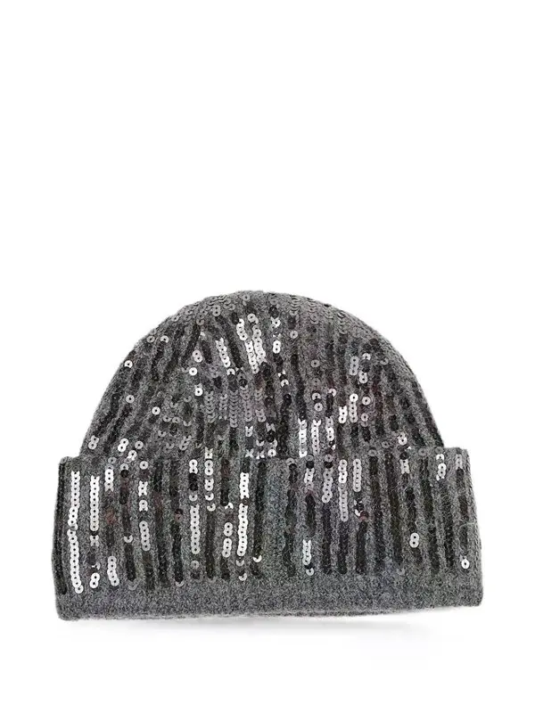 Pinko Sequin Embellished Ribbed Knit Beanie