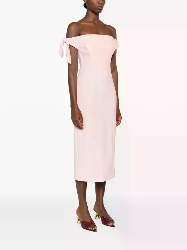 Carolina Herrera Off-shoulder Bow Detail Midi Dress - Pink