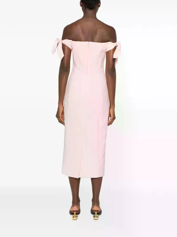 Carolina Herrera Off-shoulder Bow Detail Midi Dress - Pink