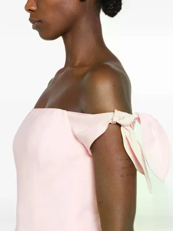 Carolina Herrera Off-shoulder Bow Detail Midi Dress - Pink