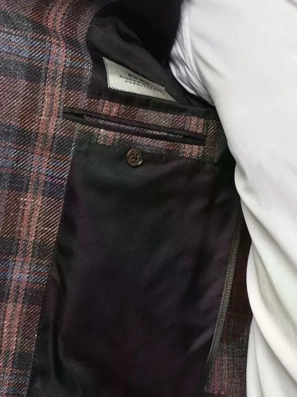 Corneliani Tartan-print Linen-blend Blazer