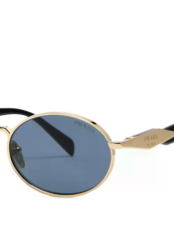 Prada Tone Oval Frame Sunglasses - Gold