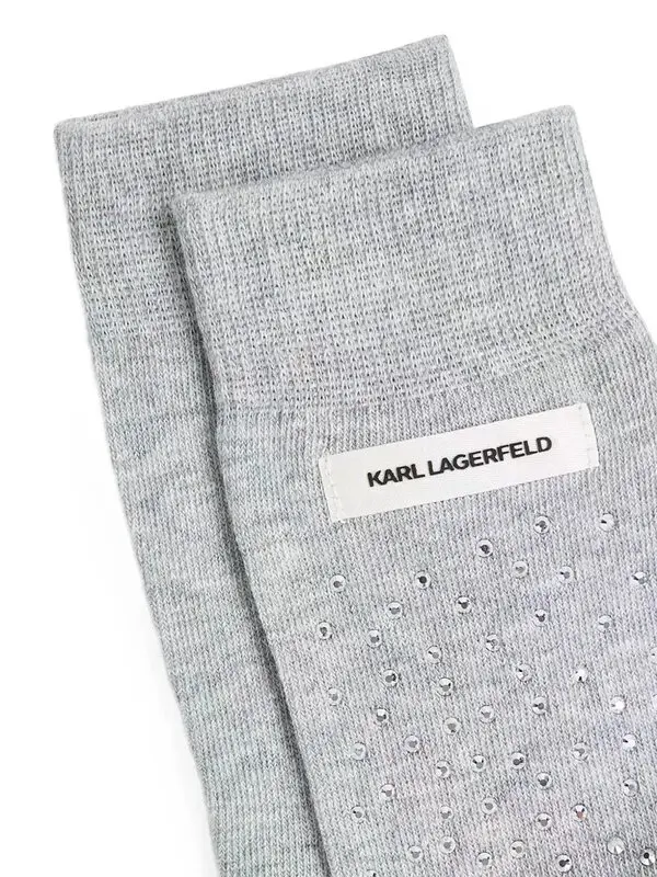 Karl Lagerfeld Rhinestone Logo Crew Socks