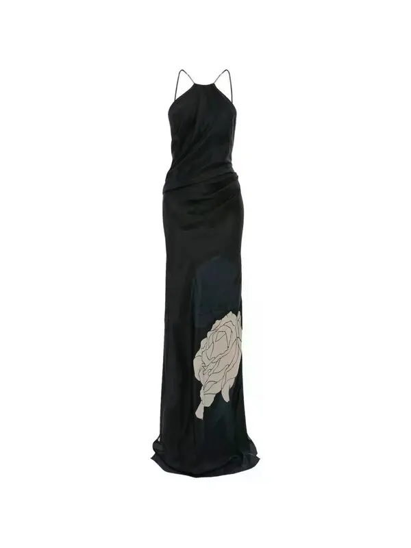 Victoria Beckham Floral Halter Gown Dress