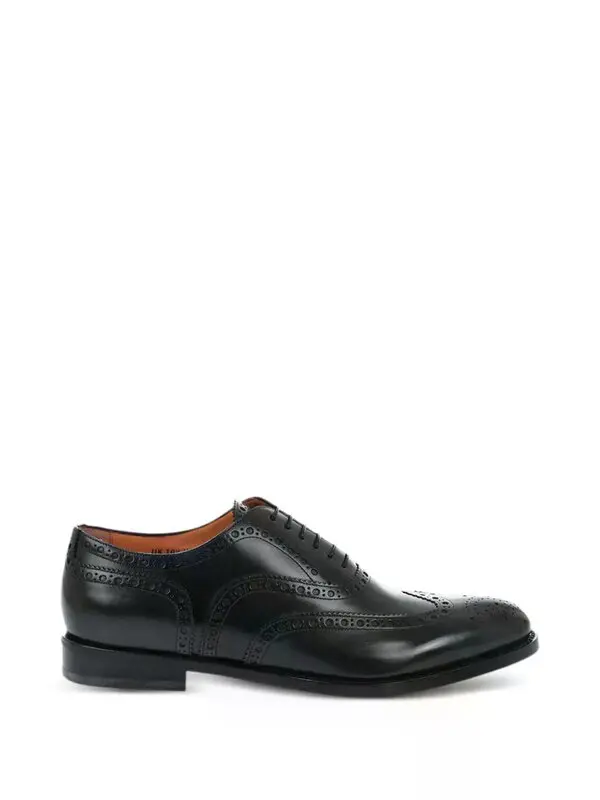 Santoni Brogue Detail Leather Derby Shoes - Black