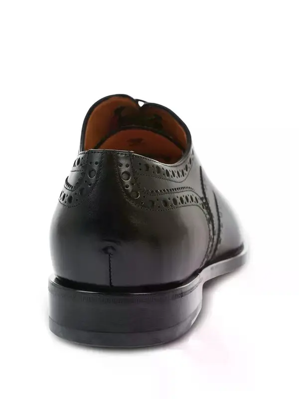 Santoni Brogue Detail Leather Derby Shoes - Black
