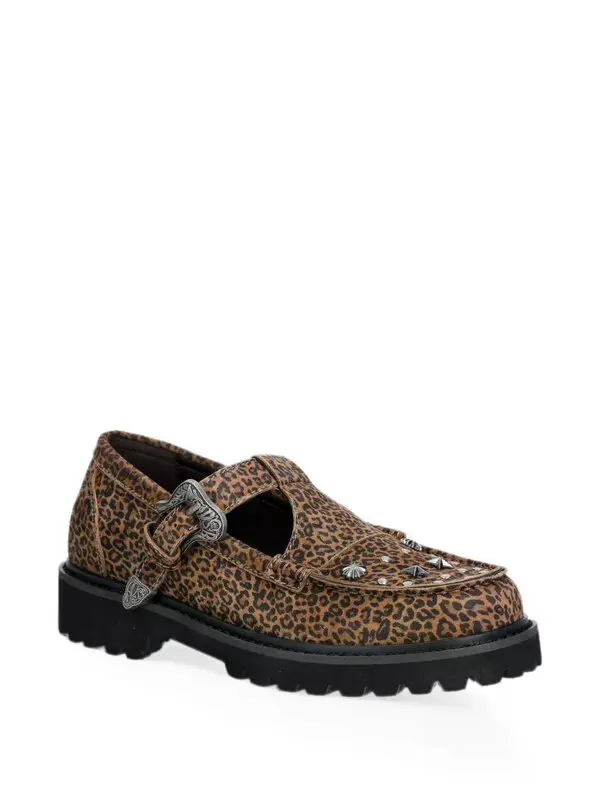 Andersson Bell Leopard Print Studded Loafers