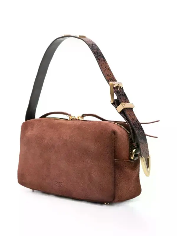 Pinko Studded Leather-strap Shoulder Bag - Brown