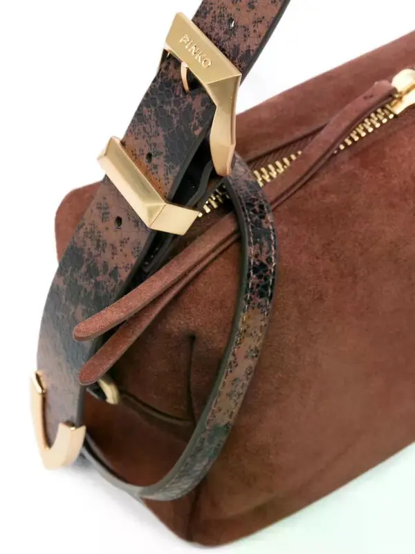 Pinko Studded Leather-strap Shoulder Bag - Brown