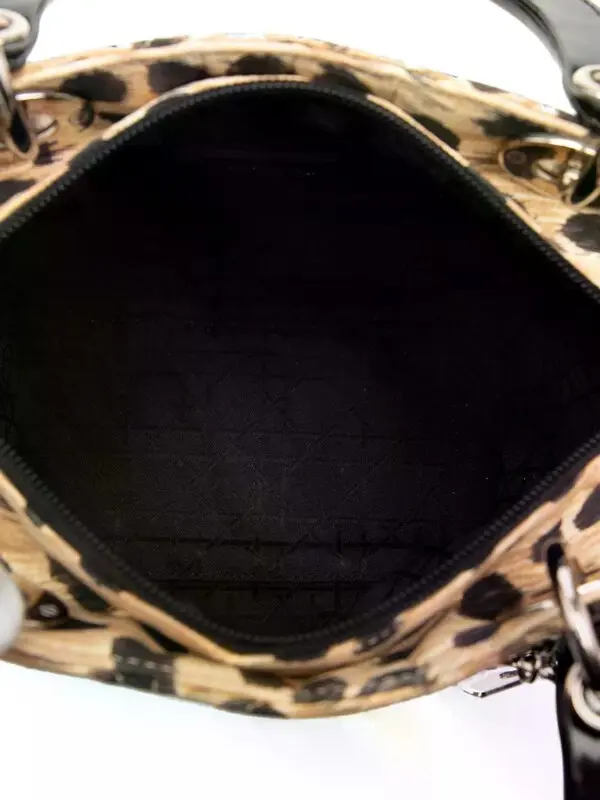 Dior 1997 Medium Canvas Cannage Leopard Print Lady Satchel