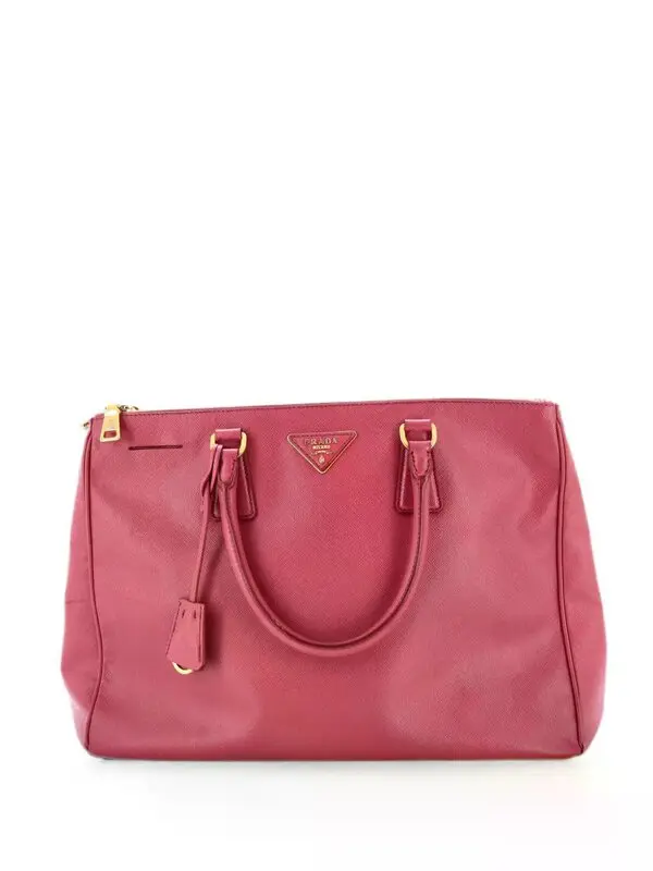 Prada Double Zip Lux Saffiano Leather Large Tote Bag - Pink