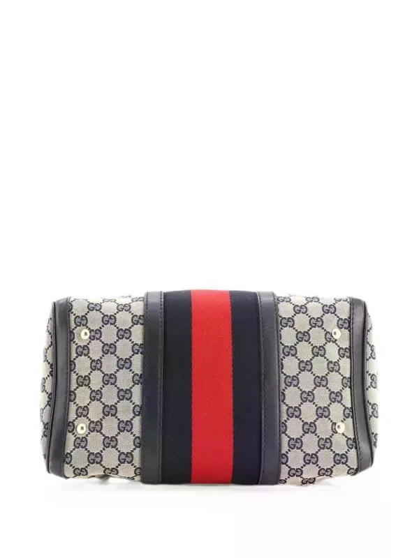 Gucci Vintage Gg Canvas Web Boston Bag Medium Satchel - Blue