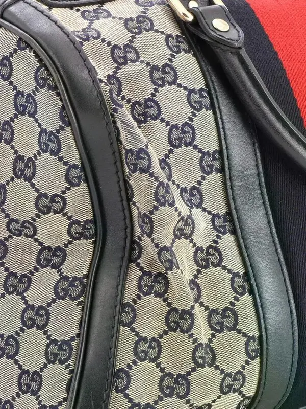 Gucci Vintage Gg Canvas Web Boston Bag Medium Satchel - Blue