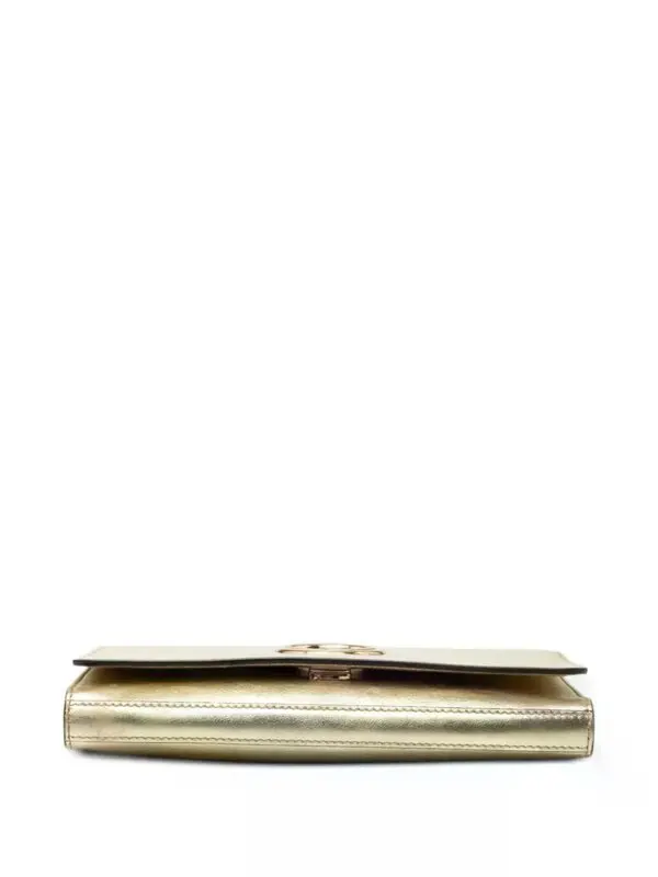 Fendi 2010-2026 Metallic Calfskin F Is Kan I Wallet On Chain Crossbody Bag