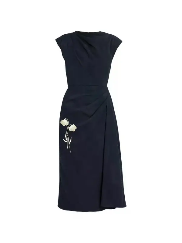 Erdem Flower-jacquard Draped Midi Dress - Blue
