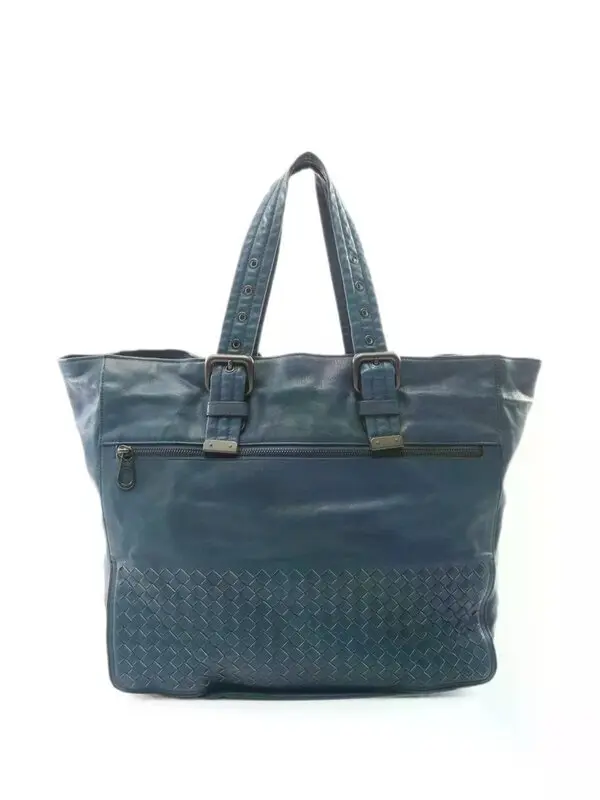 Bottega Veneta 2000s Intrecciato Calf Leather Tote Bag - Blue