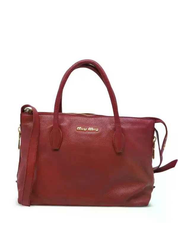 Miu Miu Madras Leather Top Handle Bag - Red