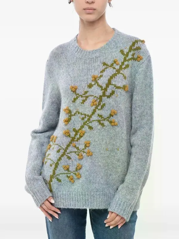 BAZISZT Bazizst Embroidered Crew Neck Sweater