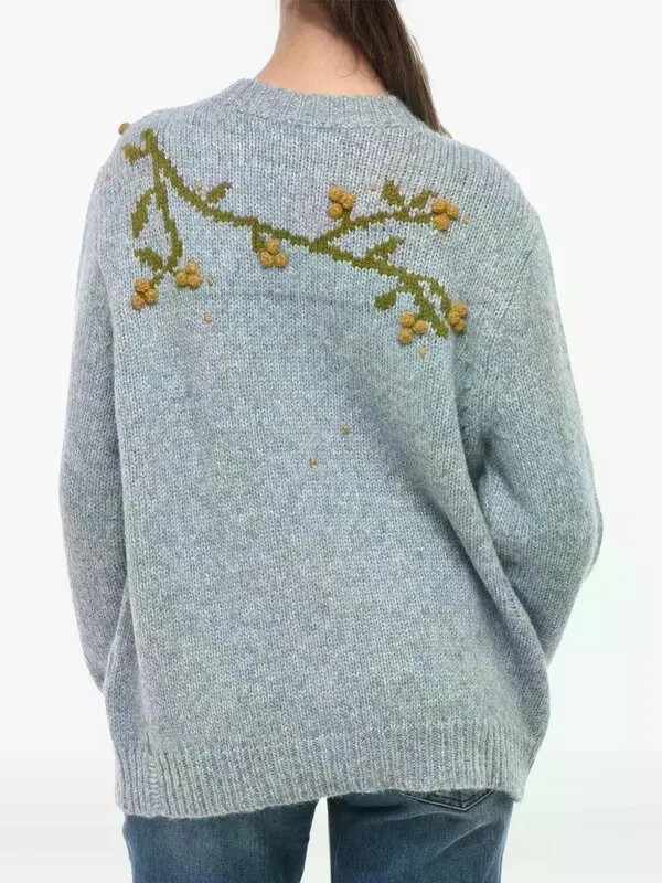BAZISZT Bazizst Embroidered Crew Neck Sweater