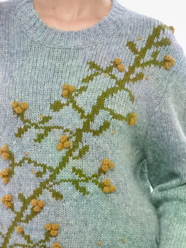 BAZISZT Bazizst Embroidered Crew Neck Sweater