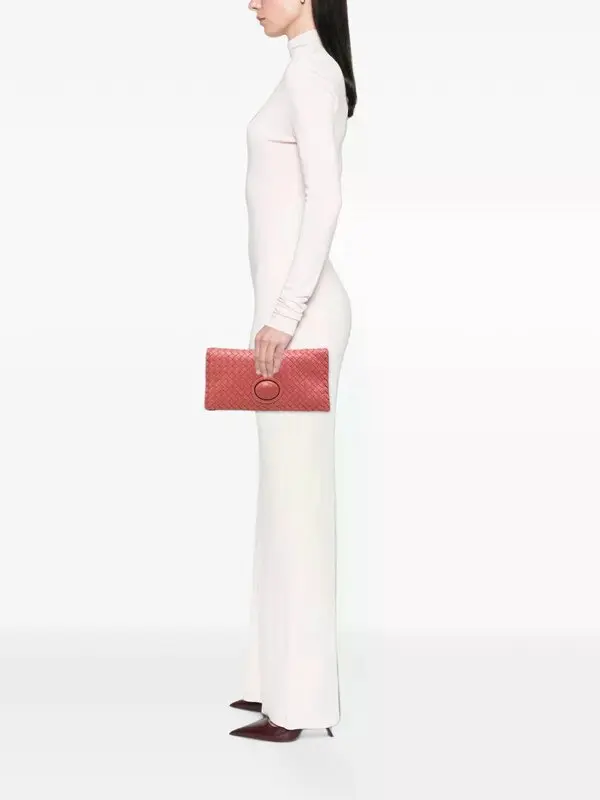 Bottega Veneta Nappa Intrecciato Turn Lock Clutch Bag - Pink
