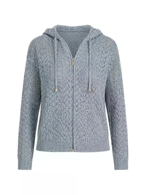 Eleventy Pointelle Knit Zip-up Hoodie