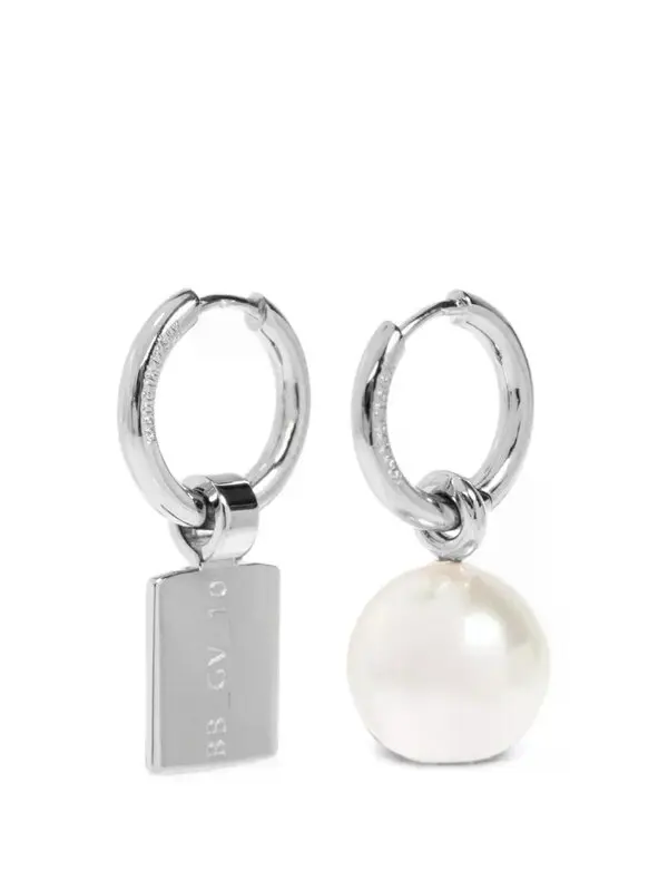 Balenciaga Malibu Pearl Earrings In Shiny - Silver