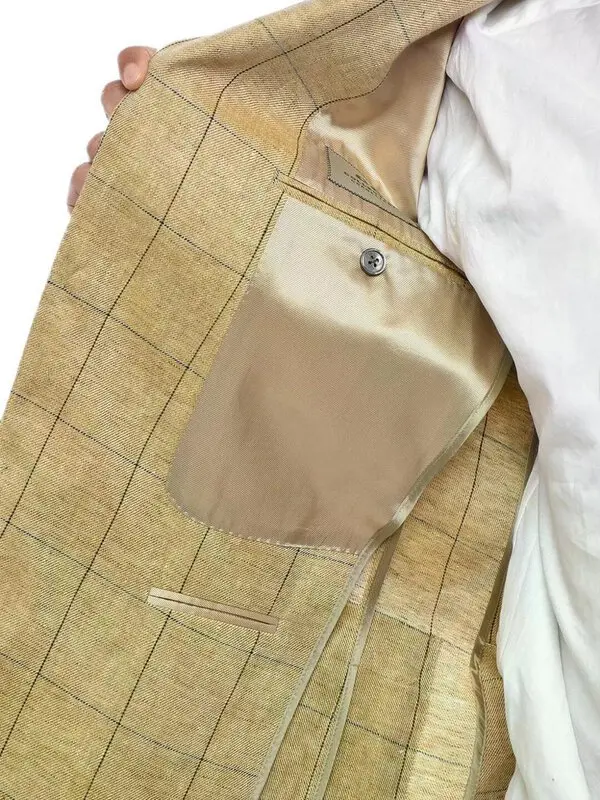 Corneliani Windowpane-pattern Linen Blazer